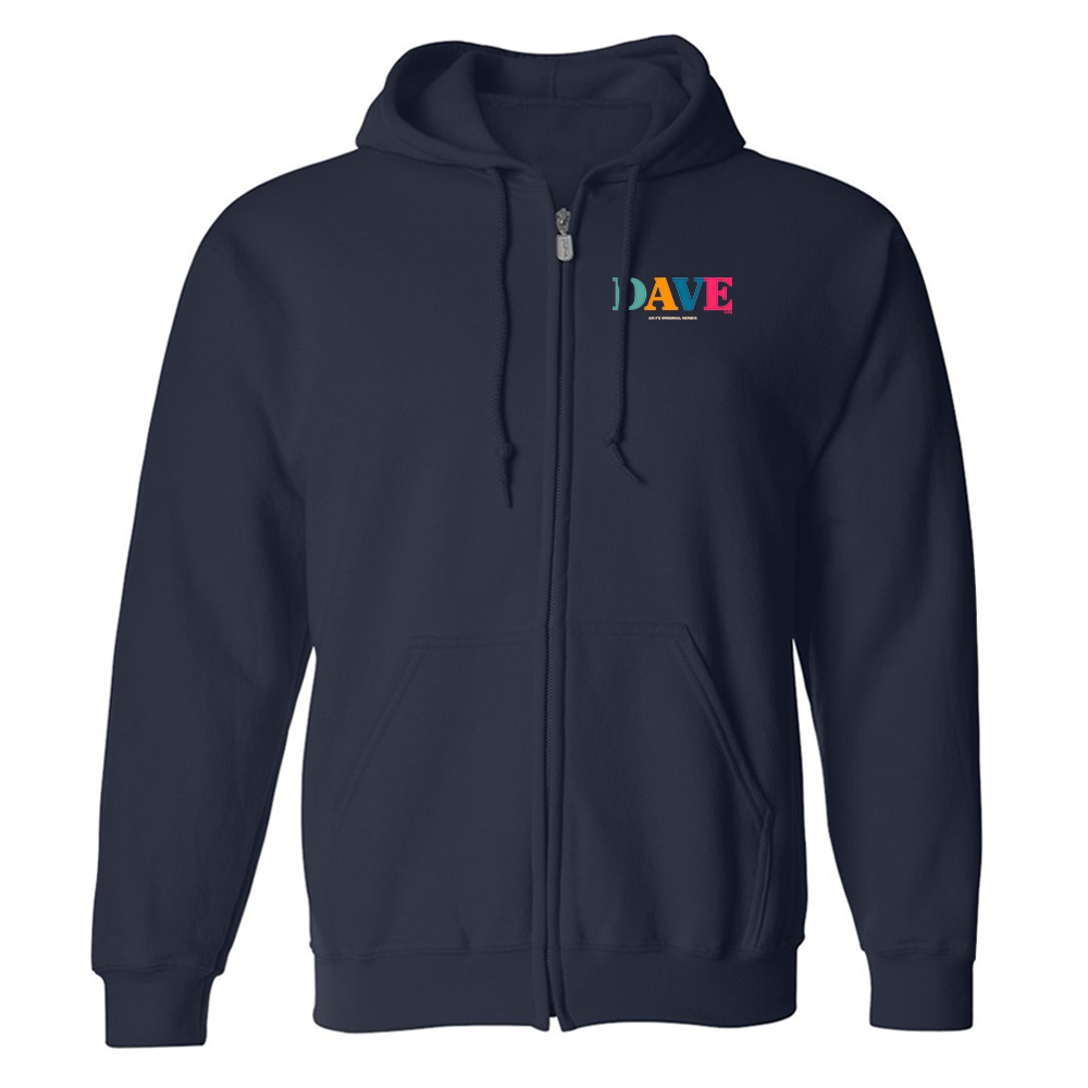 DAVE Multicolor Logo Fleece Zip-Up Hooded Sweatshirt | FX Networks Shop