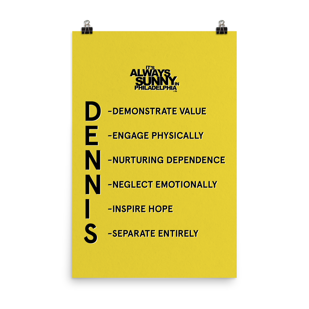 Always Sunny in Philadelphia Dennis System Yellow Premium Satin Poster ...